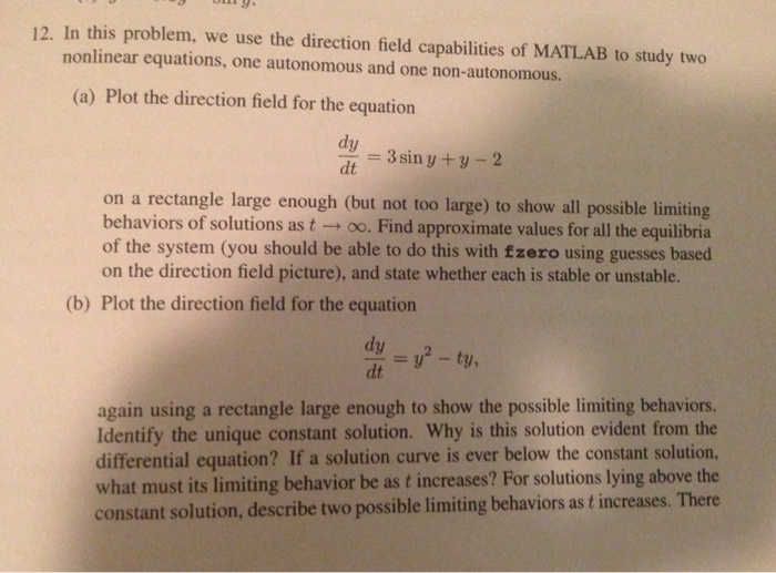 Solved 12. In this problem, we use the direction field | Chegg.com