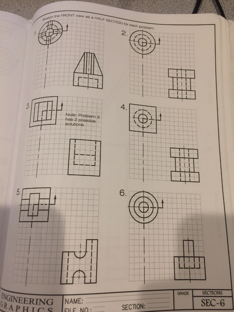 Solved Sketch the indicated section view of each object. The | Chegg.com