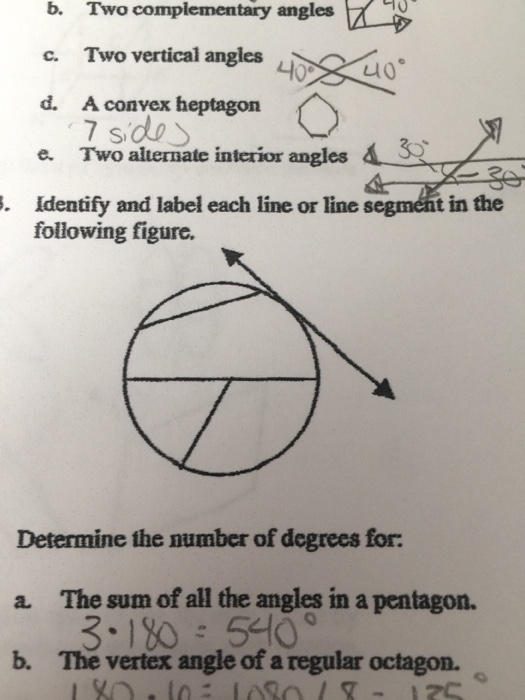 Solved Two complementary angles Two vertical angles A | Chegg.com