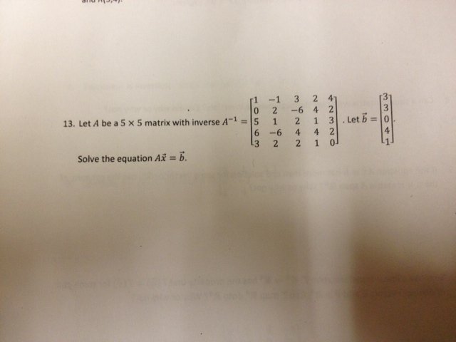Solved Let A be a 5 times 5 matrix with inverse A-1 = Solve | Chegg.com