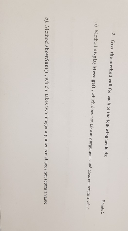 Solved 2. Give the method call for each of the following | Chegg.com
