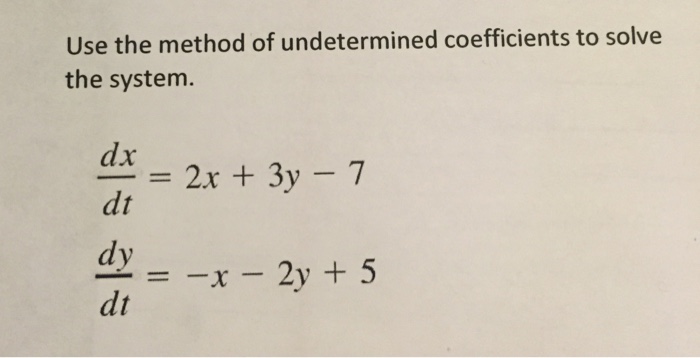 Solved Use the method of indetermined coefficients to solve | Chegg.com
