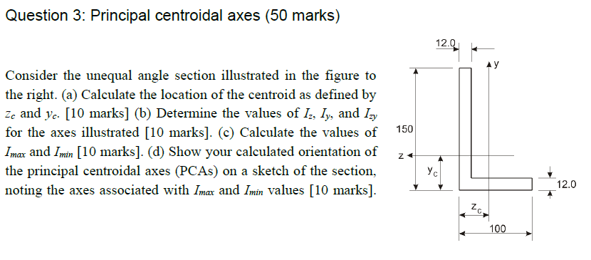 Solved Consider the unequal angle section illustrated in the | Chegg.com