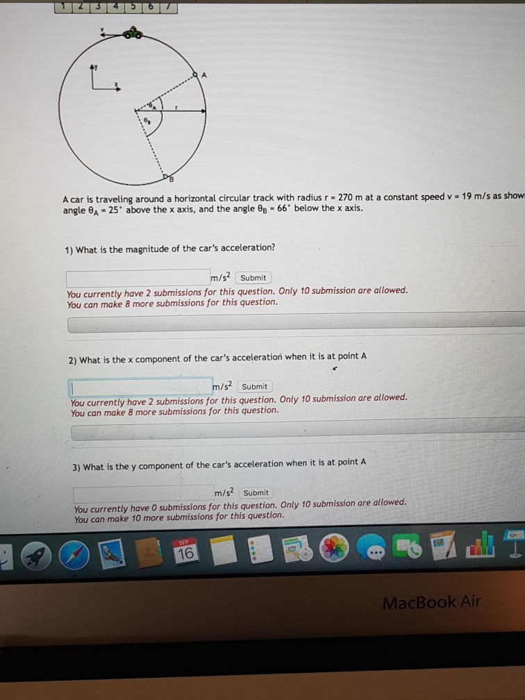Solved A car is traveling around a horizontal circular track | Chegg.com