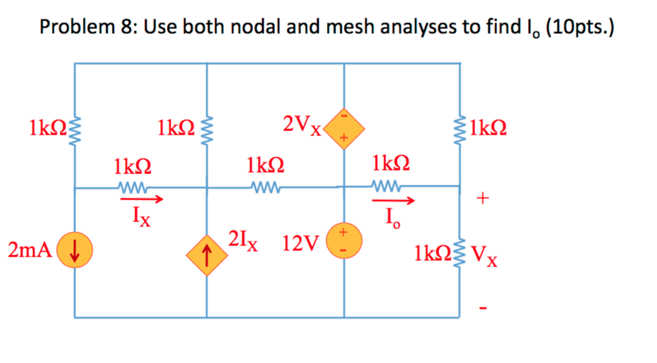 Solved Use both nodal and mesh analyses to find I_0 | Chegg.com