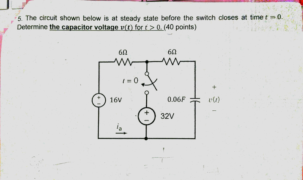 Solved The circuit below is at steady state before the | Chegg.com
