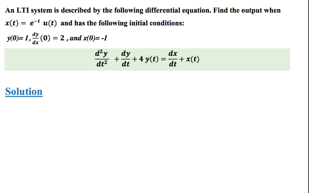 Solved An LTI system is described by the following | Chegg.com