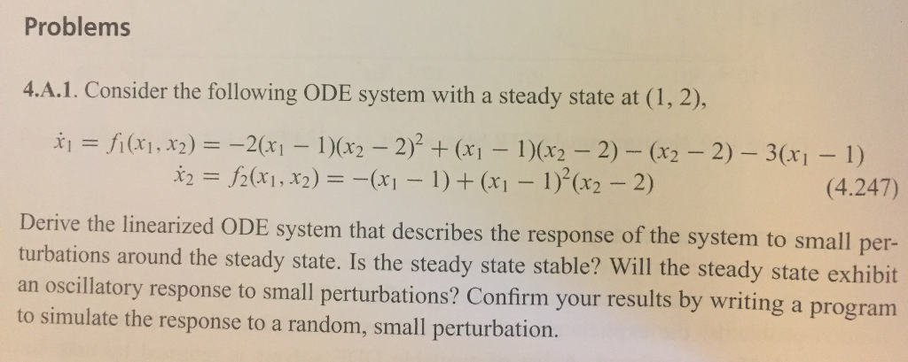 Problems 4.A.1. Consider the following ODE system | Chegg.com