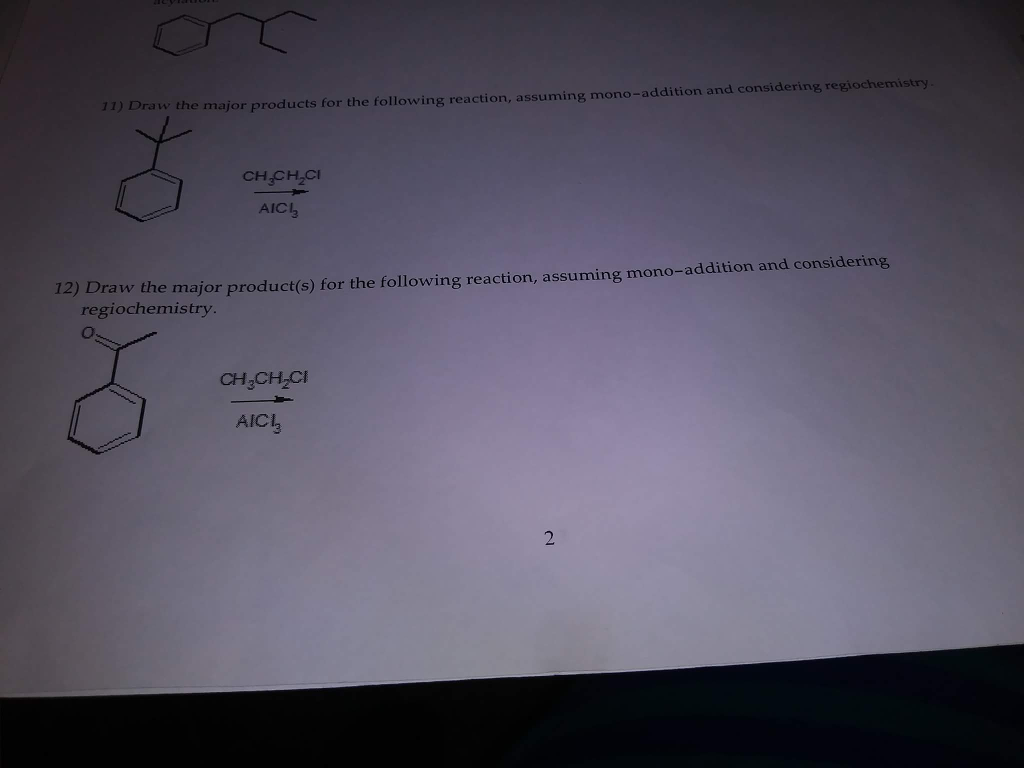 Solved w the major products for the following reaction, | Chegg.com
