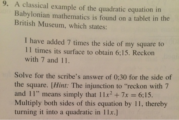 Solved A classical example of the quadratic equation in | Chegg.com