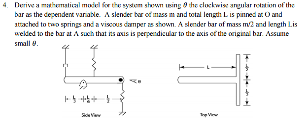 Solved Derive a mathematical model for the system shown | Chegg.com