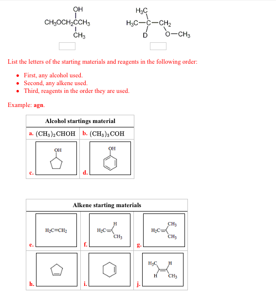 Solved From the lists of available starting materials and | Chegg.com