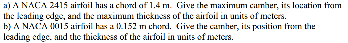 Solved A NACA 2415 airfoil has a chord of 1.4 m. Give the | Chegg.com