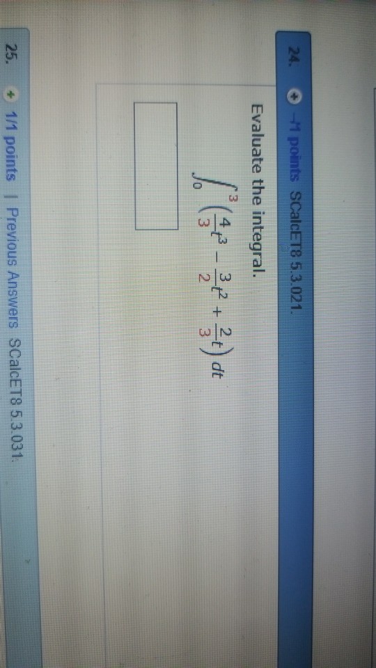 Solved 24 SCalcET8 5.3.021. Evaluate the integral. 2 4,2 0 | Chegg.com