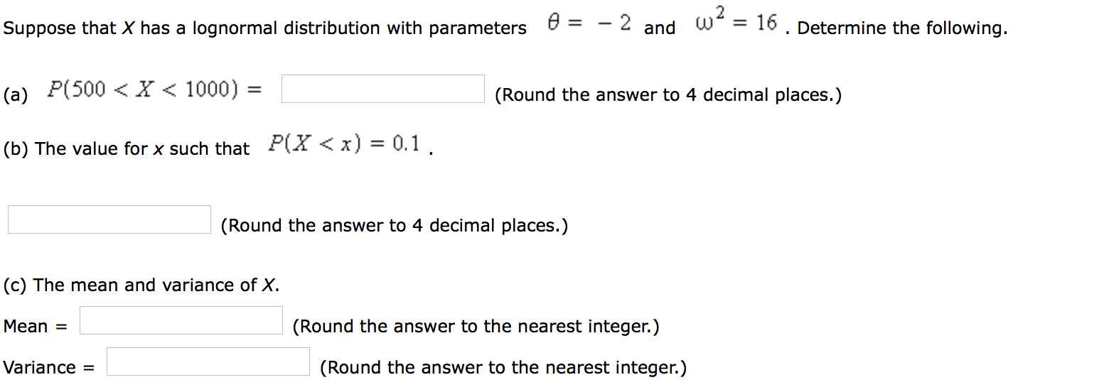 Solved Suppose that X has a lognormal distribution with | Chegg.com