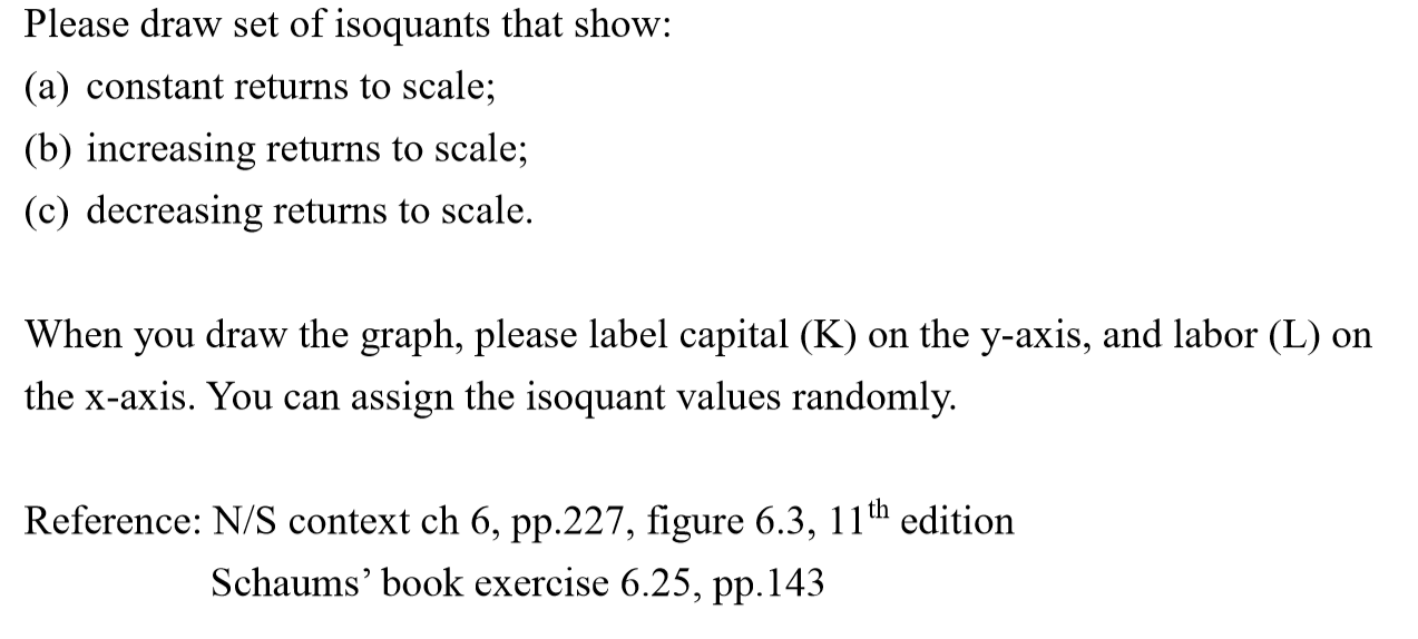 Solved Draw set of isoquants that show: (a) constant returns | Chegg.com