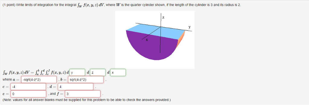 Solved Write limits of integration for the integral | Chegg.com