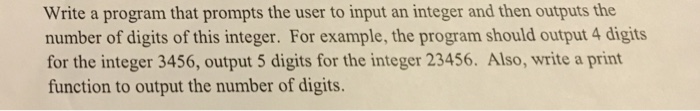 Solved Write a program that prompts the user to input an | Chegg.com