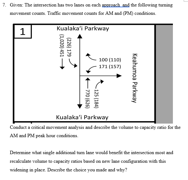 Solved Given: The intersection has two lanes on each | Chegg.com
