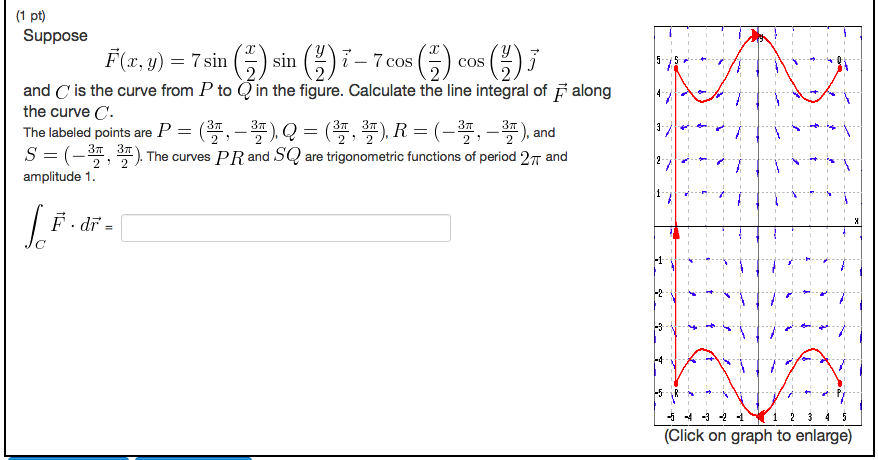 Solved (1 pt) Suppose F(x, y) = 7 sin ( ) sin ( )-7 cos COS | Chegg.com