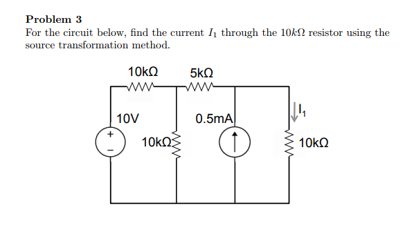 Solved roblem For the circuit below, find the current 11 | Chegg.com