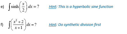 Solved integral sinh (x/2) dx = ? integral (x^2 + 2/x + 1) | Chegg.com