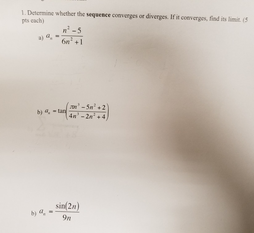 Solved Determine whether the sequence converges or diverges. | Chegg.com