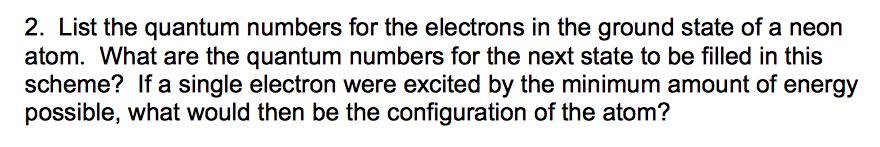 Solved List the quantum numbers for the electrons in the | Chegg.com