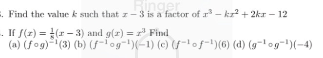 Solved Find The Value K Such That X 3 Is A Factor Of X 3