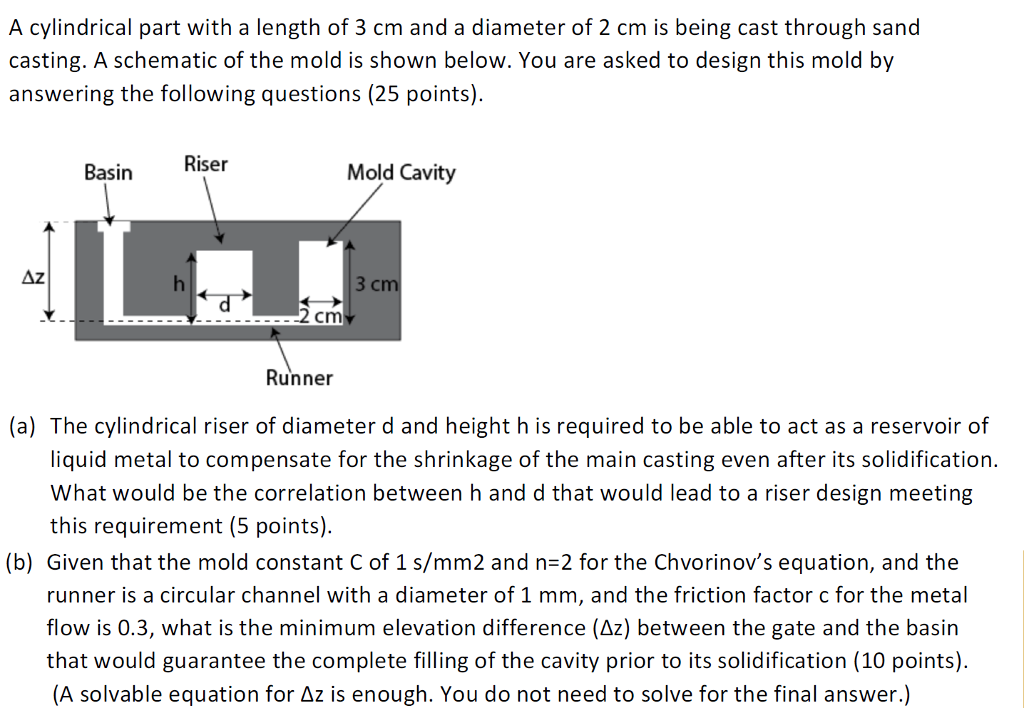 Solved A cylindrical part with a length of 3 cm and a | Chegg.com