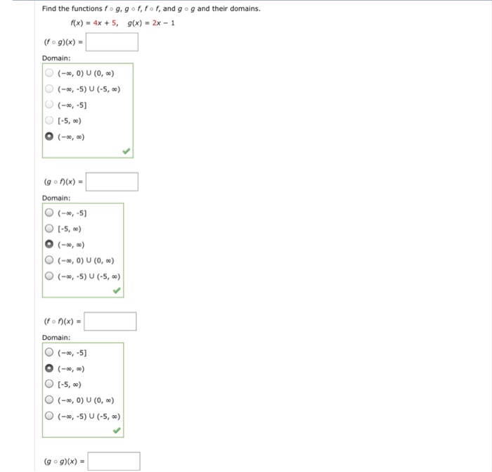 Solved Find the functions f g, g f, f f, and g g and | Chegg.com