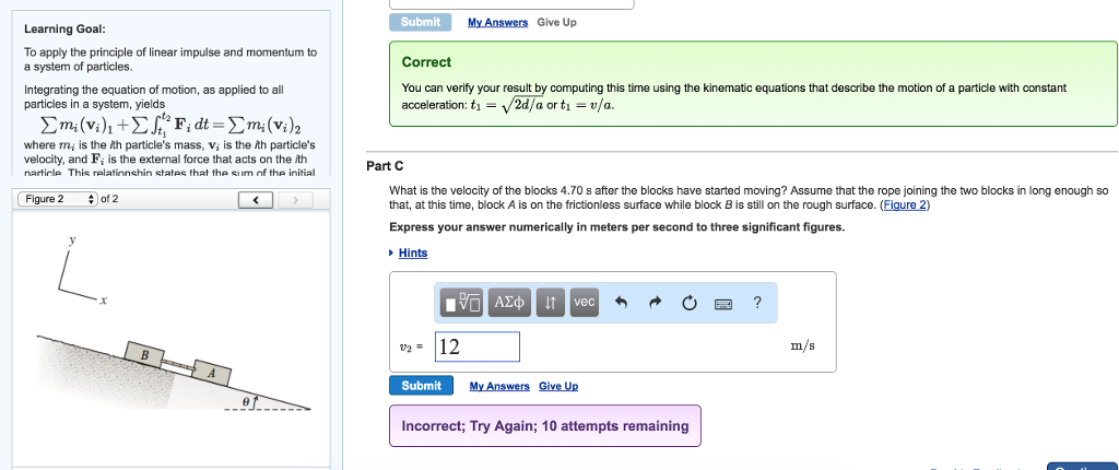 Solved System of Particles Part A Two blocks, each of mass | Chegg.com