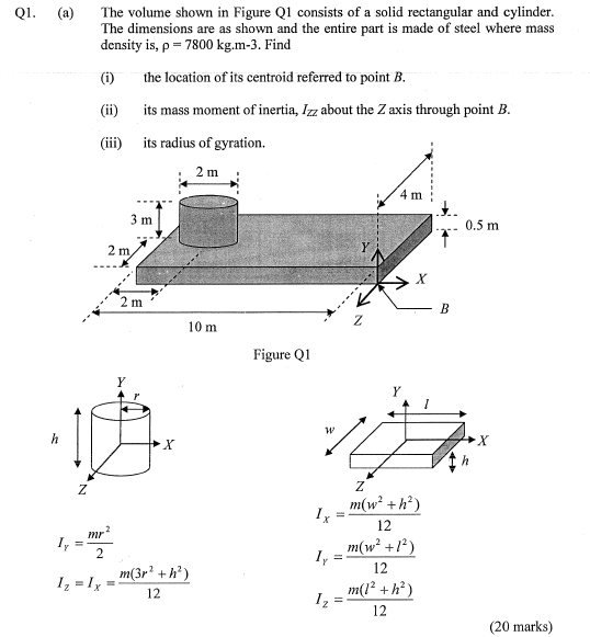Solved The volume shown in Figure Q1 consists of a solid | Chegg.com