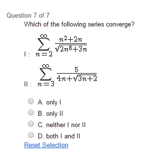 Solved Question 7 of 7Which of the following series | Chegg.com