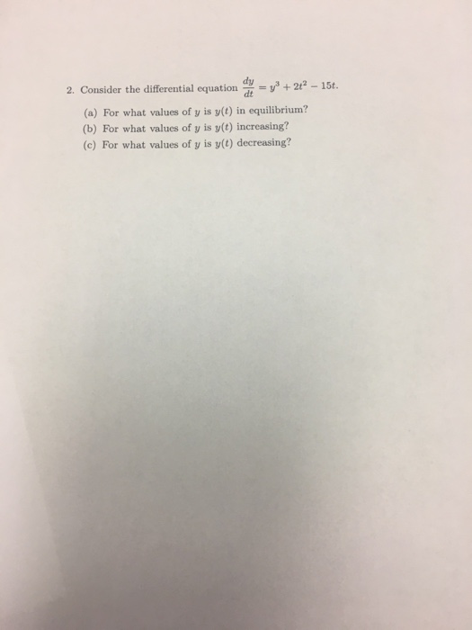 Solved Consider the differential equation dy/dt = y^3 + 2t^2 | Chegg.com