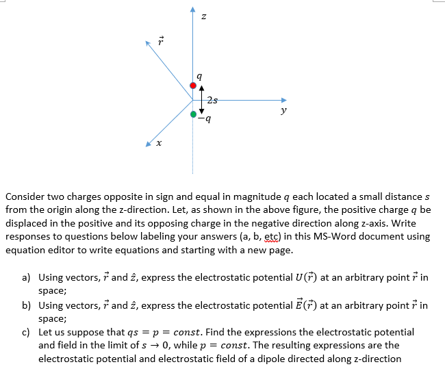 Solved Consider two charges opposite in sign and equal in | Chegg.com
