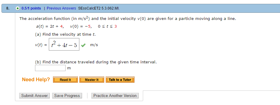 Solved The acceleration function (in m/s^2) and the initial | Chegg.com