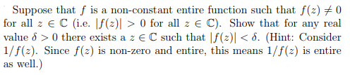 Solved Suppose that f is a non-constant entire function such | Chegg.com