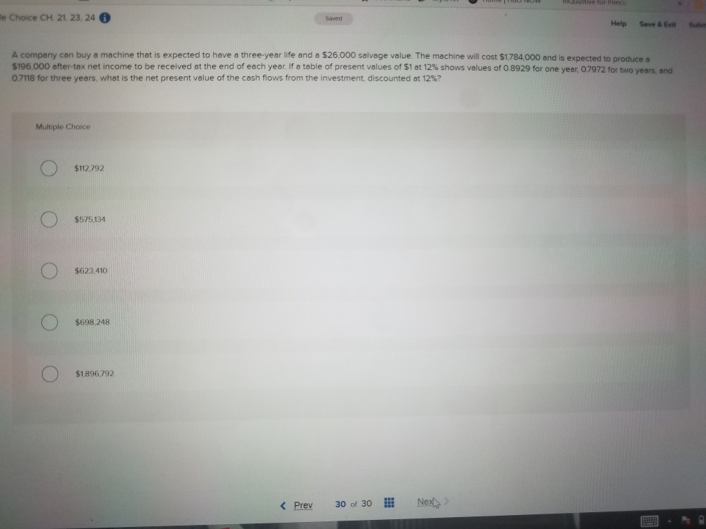 Solved Saved Help Save & Exit The following present value | Chegg.com