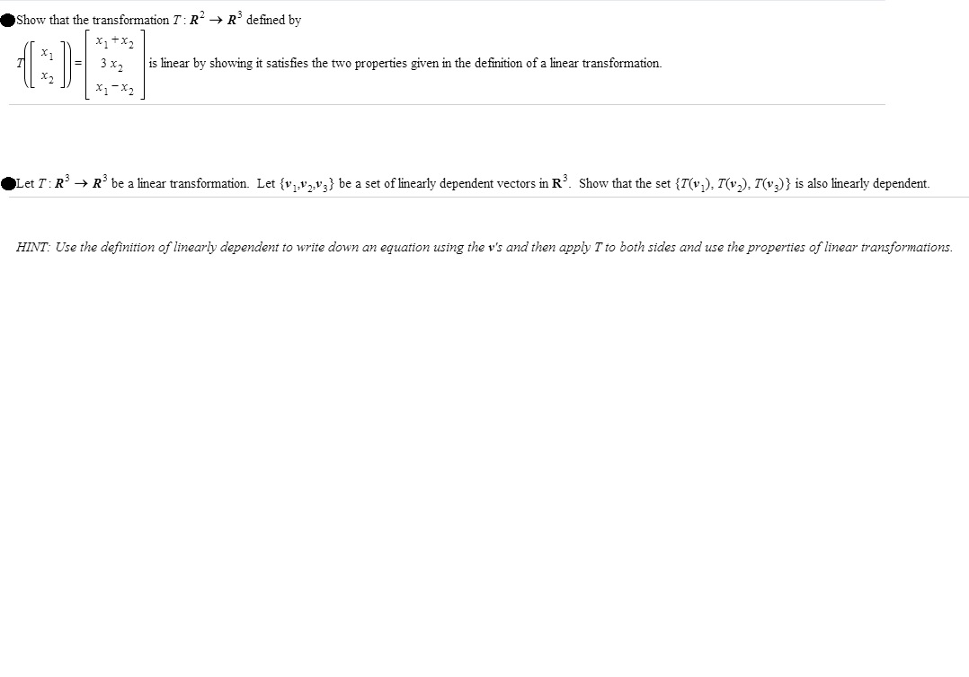 Solved Show that the transformation T : R2 - > R3 defined | Chegg.com
