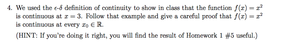 Solved We used the e-6 definition of continuity to show in | Chegg.com