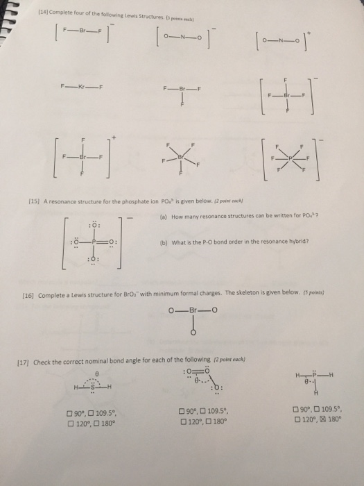 Solved Complete four of the following Lewis Structures A | Chegg.com