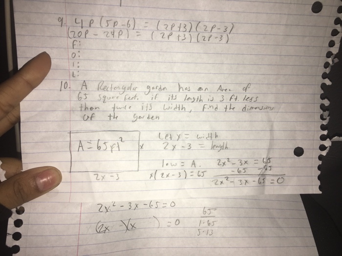 Solved A rectangle garden has an area of 65 square feet. If | Chegg.com
