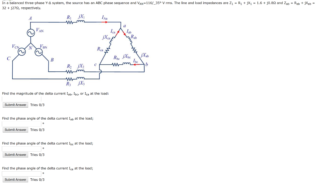 Solved In a balanced three-phase Y-A system, the source has | Chegg.com