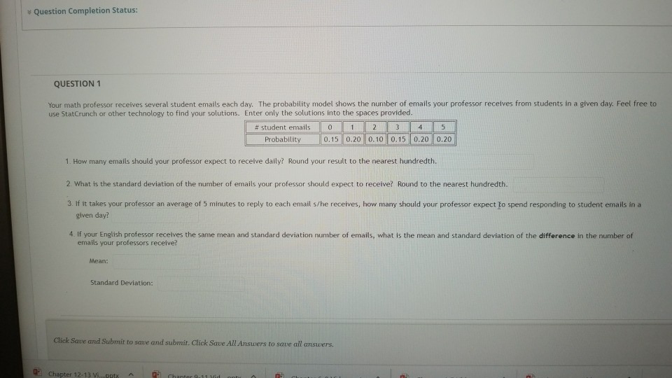 Solved Question Completion Status: QUESTION 1 Your math | Chegg.com