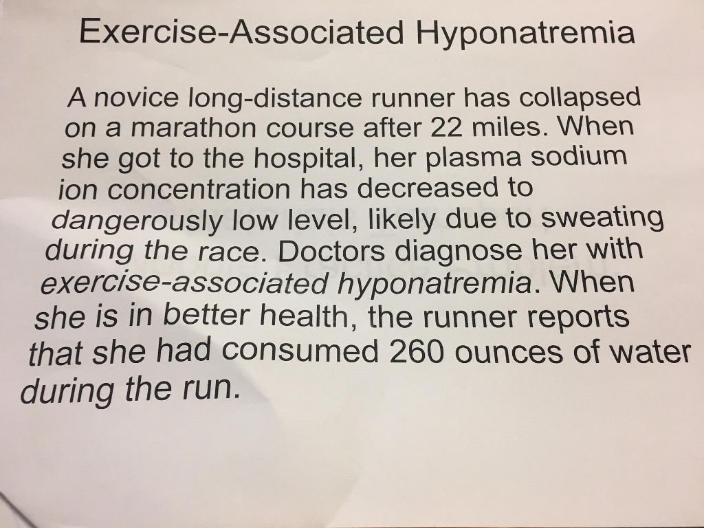 Solved Exercise-Associated Hyponatremia A novice | Chegg.com