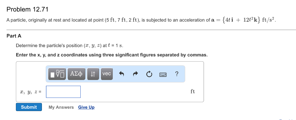 Solved A particle, originally at rest and located at point | Chegg.com