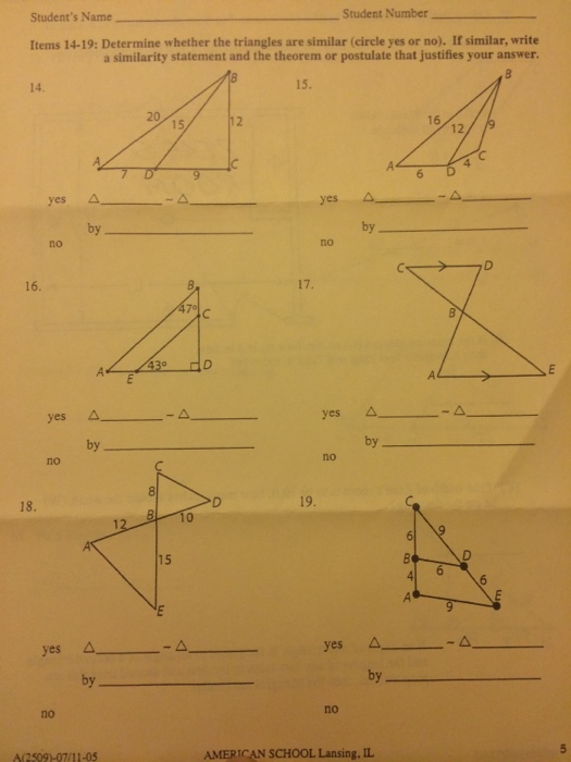 Solved Determine whether the triangles are similar (circles | Chegg.com