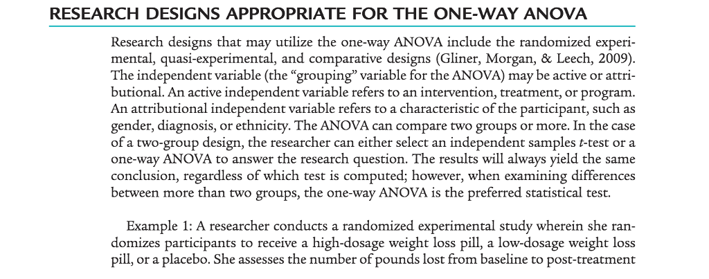 Solved RESEARCH DESIGNS APPROPRIATE FOR THE ONE-WAY ANOVA | Chegg.com