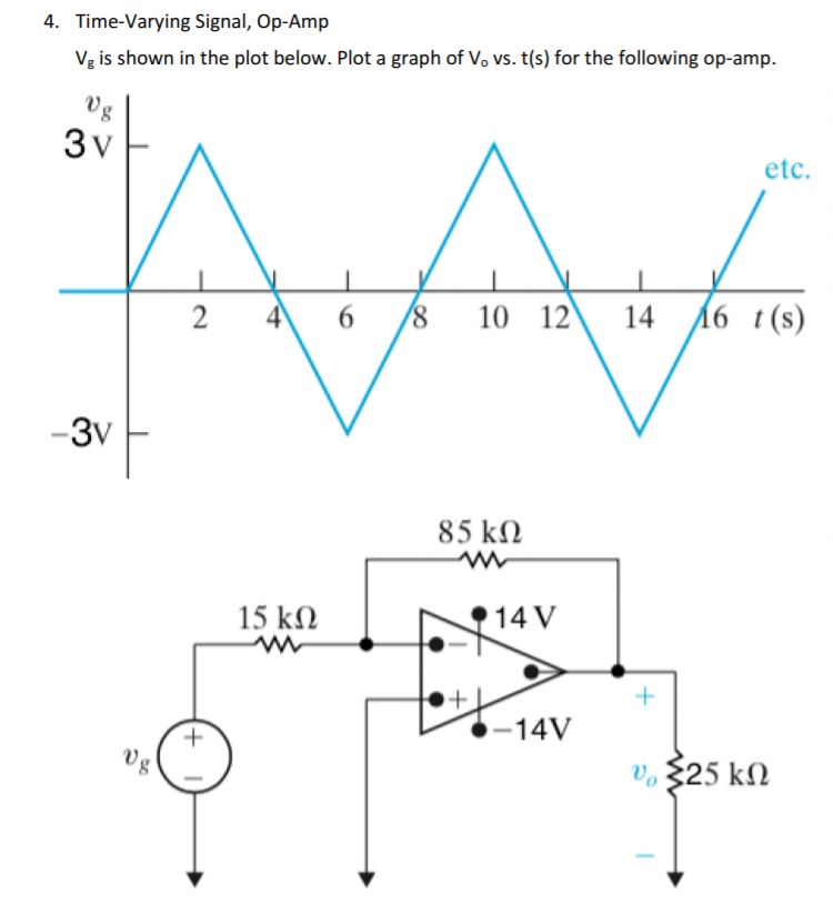 Solved 4. Time-Varying Signal, Op-Amp Vg is shown in the | Chegg.com